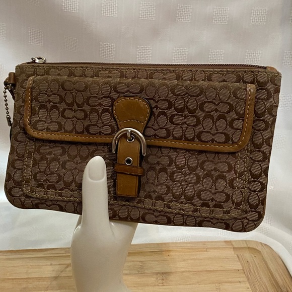 Coach | Bags | Coach Signature Mini Clutch Wallet Brown Vintage Good ...